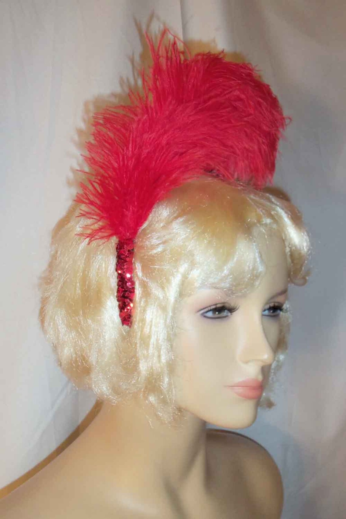 Red French Plume Feathers and Sequin Trim Showgirl Costume All - Etsy