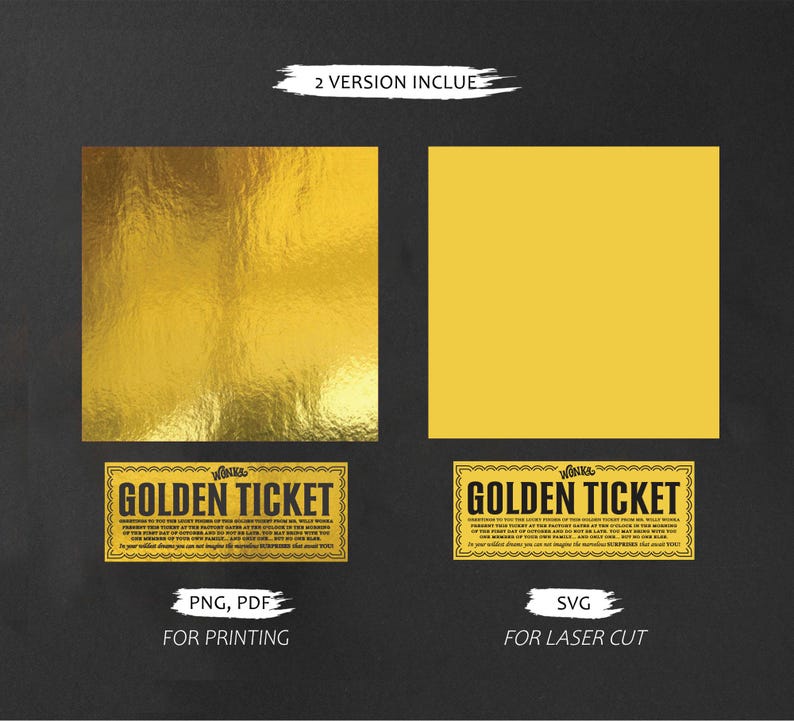Customizable Willy Wonka's Golden Ticket, Editable Golden Ticket Gift ...