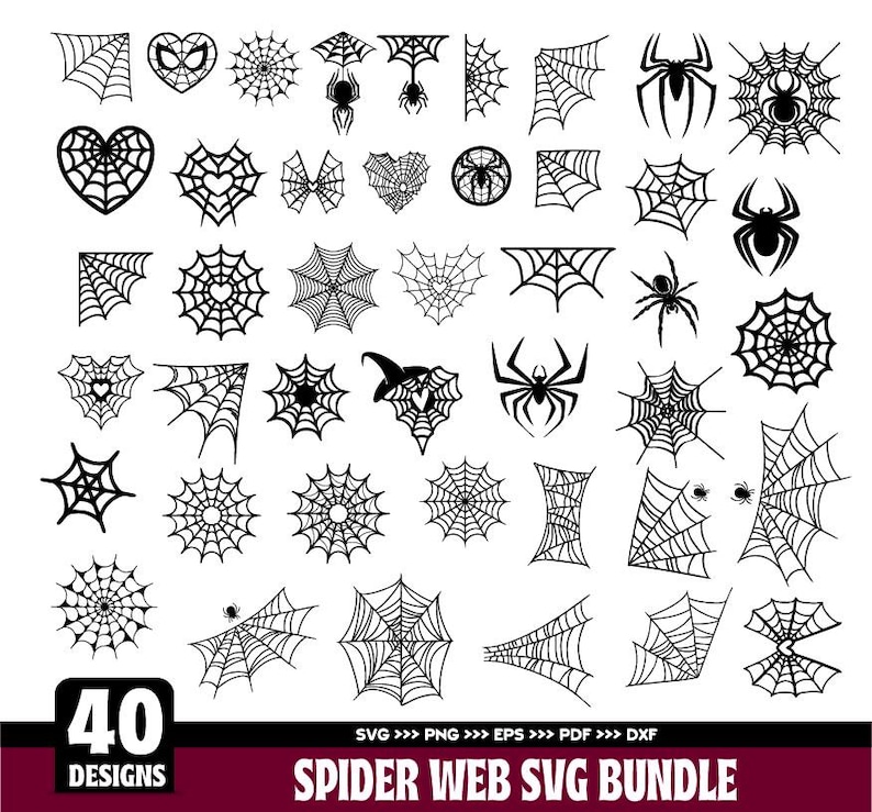Spider Web SVG Bundle: 40 Halloween Clipart Designs (digital Download ...