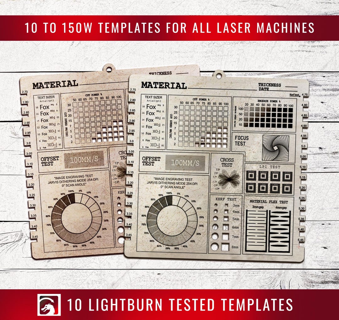 Laser Calibration Pack, Co2-diode Lasers, Lightburn Calibration Test ...