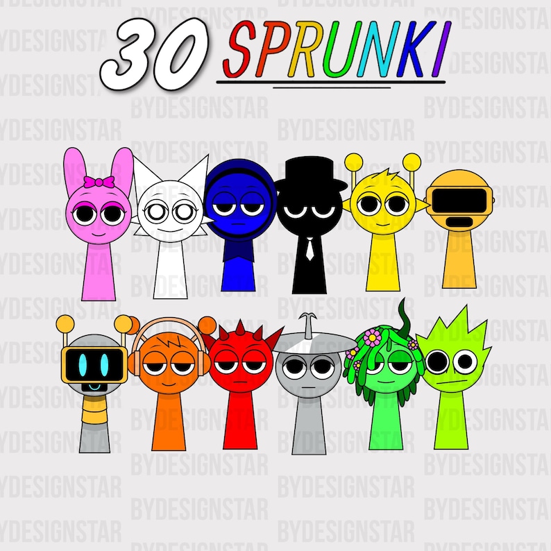 30 Incredibox Sprunki SVG Bundle: Gamer Shirt Design Files, Sprunki ...