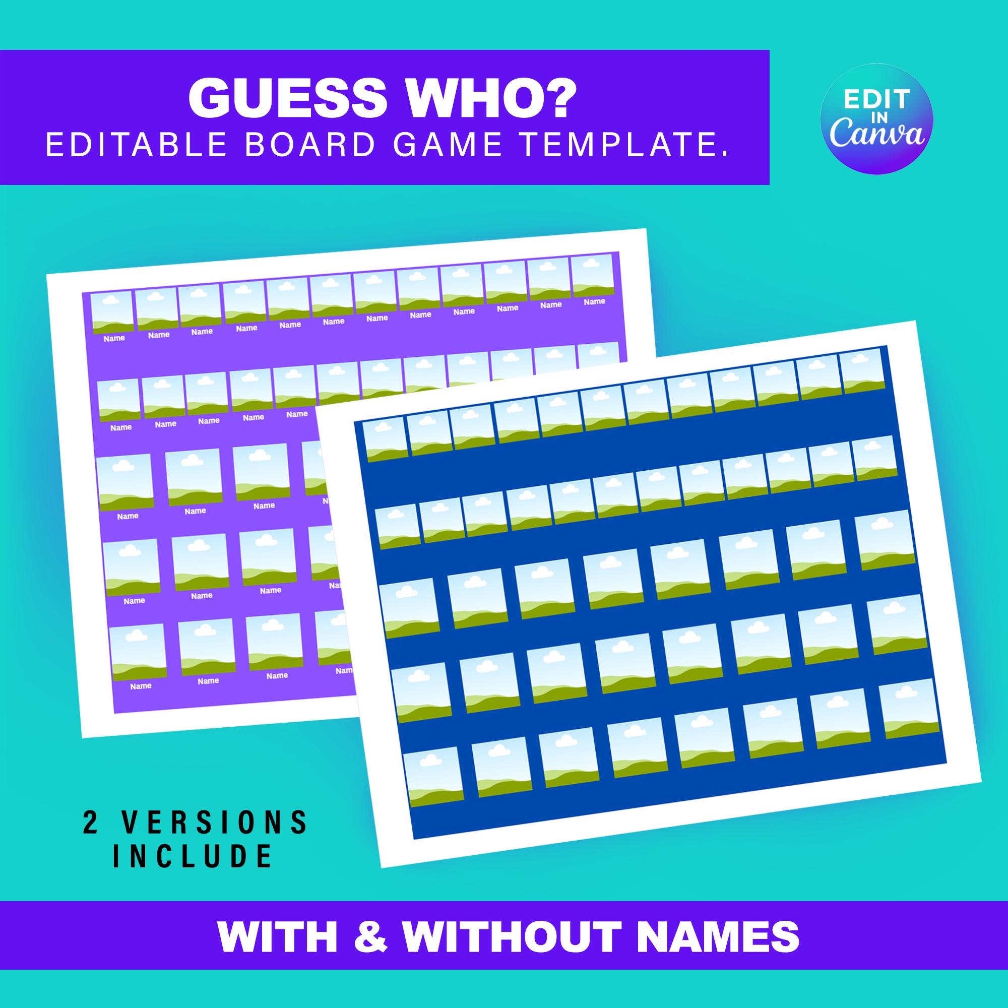 Guess Who Editable Borad Game Templates, Make Your Own Custom Printable ...