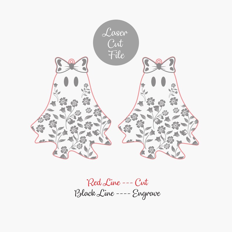 Boho Floral Fall Ghost Laser Earring, Laser Engraved Earrings Svg ...