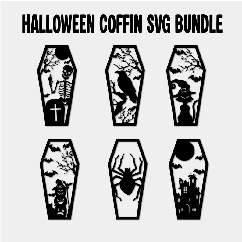 Halloween Coffin SVG Bundle, Scary Halloween, 16 Laser Cut Files ...