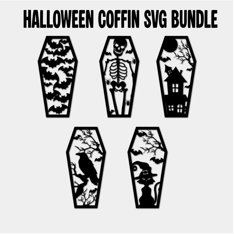 Halloween Coffin SVG Bundle, Scary Halloween, 16 Laser Cut Files ...