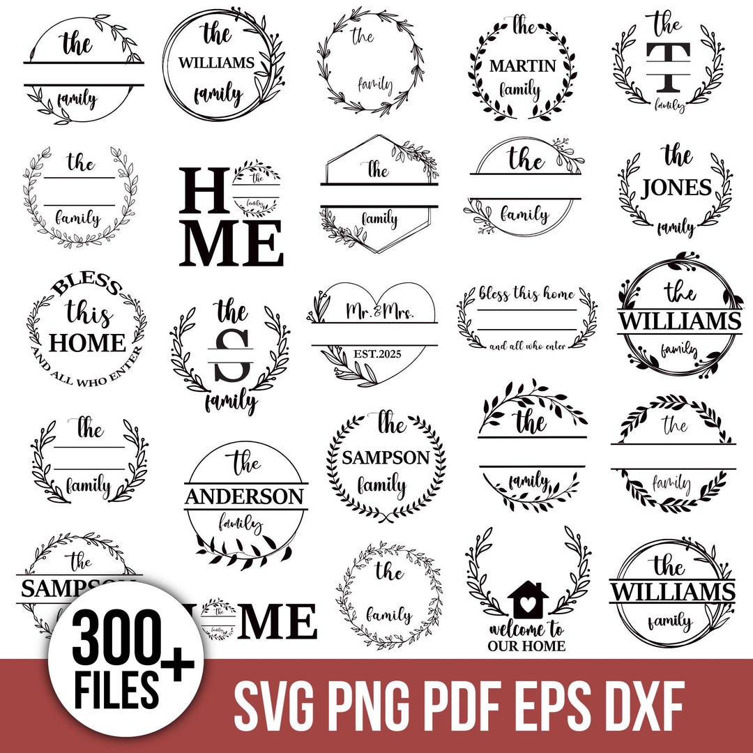 Family Name Monogram SVG Bundle: Split Letter Designs (digital Download ...