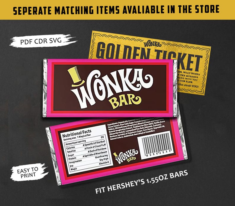 Customizable Willy Wonka's Golden Ticket, Editable Golden Ticket Gift ...