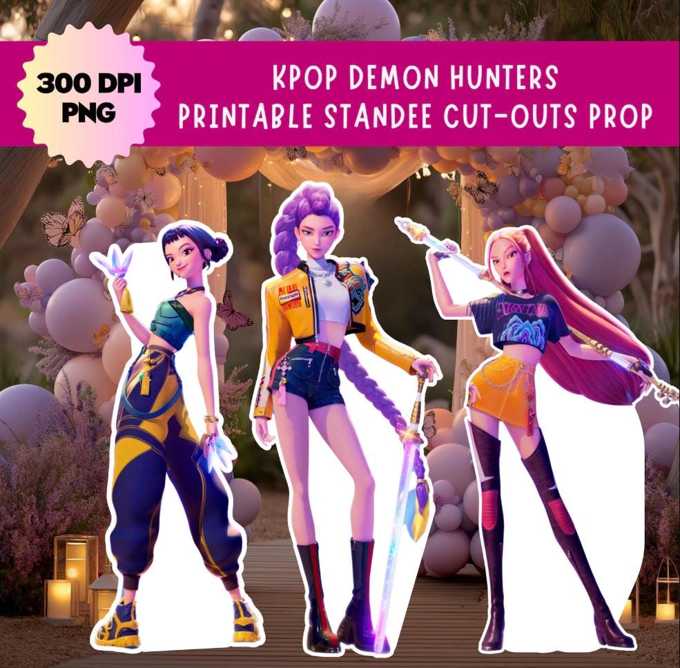 Printable Kpop Demon Hunters Backdrops , Huntrix DIY Cutout Party, Prop ...
