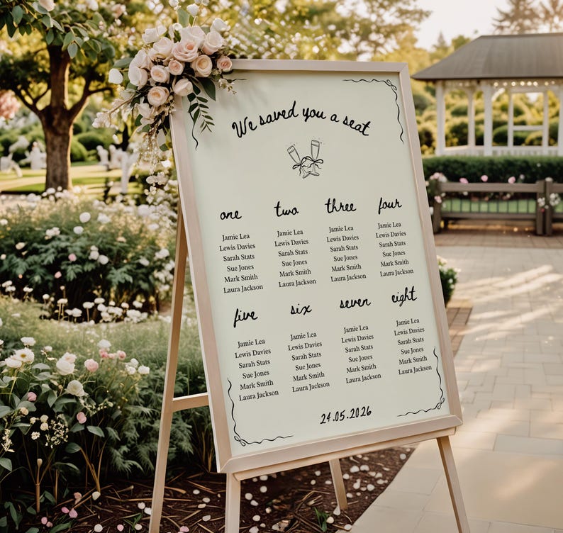 Whimsical Wedding Seating Chart Template: Hand-drawn Design (digital ...