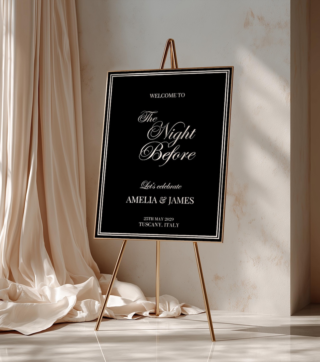 Old Money Rehearsal Dinner, the Night Before Welcome Sign Black ...