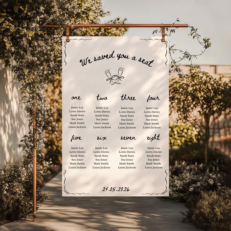 Whimsical Seating Chart Template, Wedding Seating Plan Arrangement ...