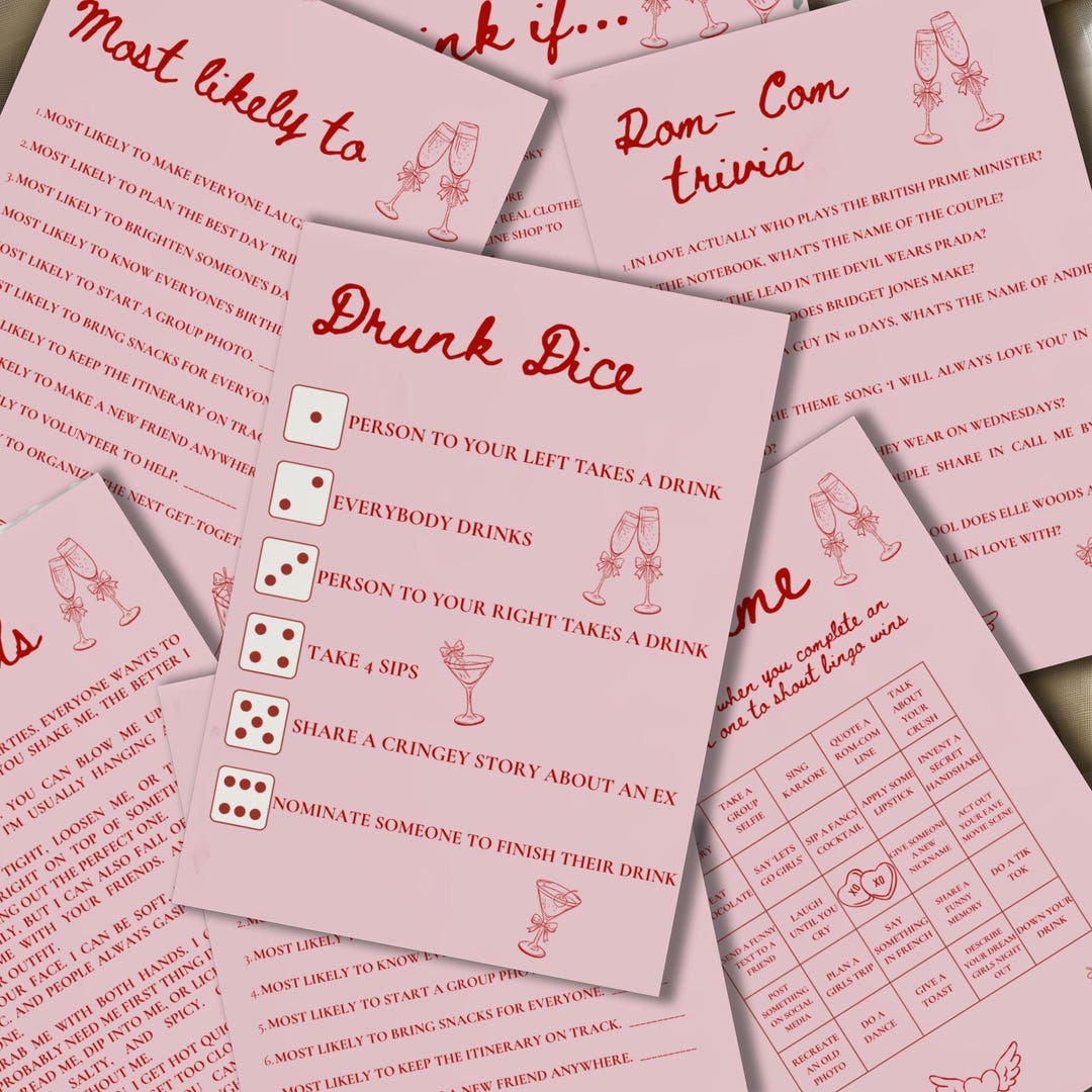 Girls' Night Party Games: Bingo, Dice & Quizzes, Galentines Day ...