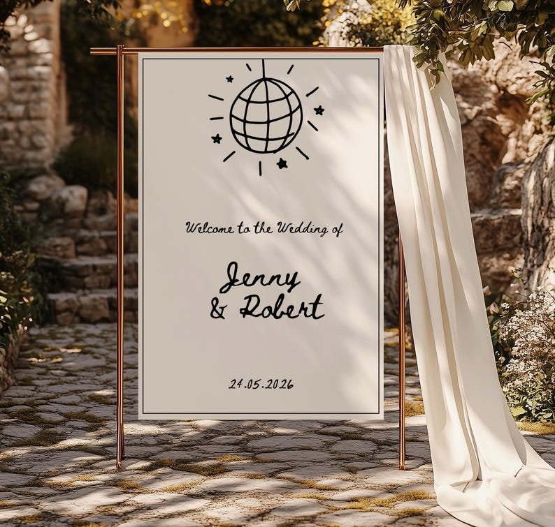 Handwritten Wedding Welcome Sign Template: Whimsical Hand Drawn Design ...
