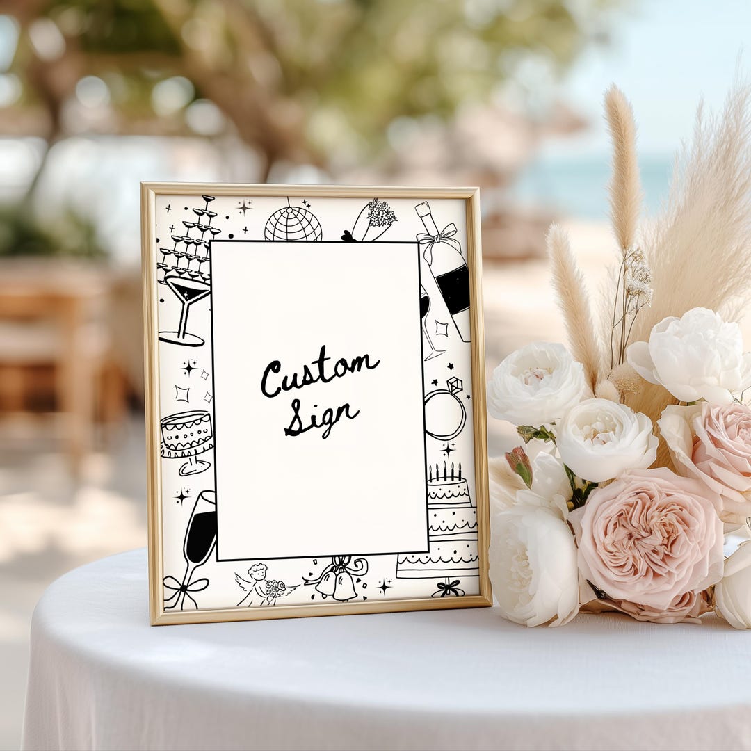 Custom Wedding Sign Template: Whimsical Illustrated Design (digital ...