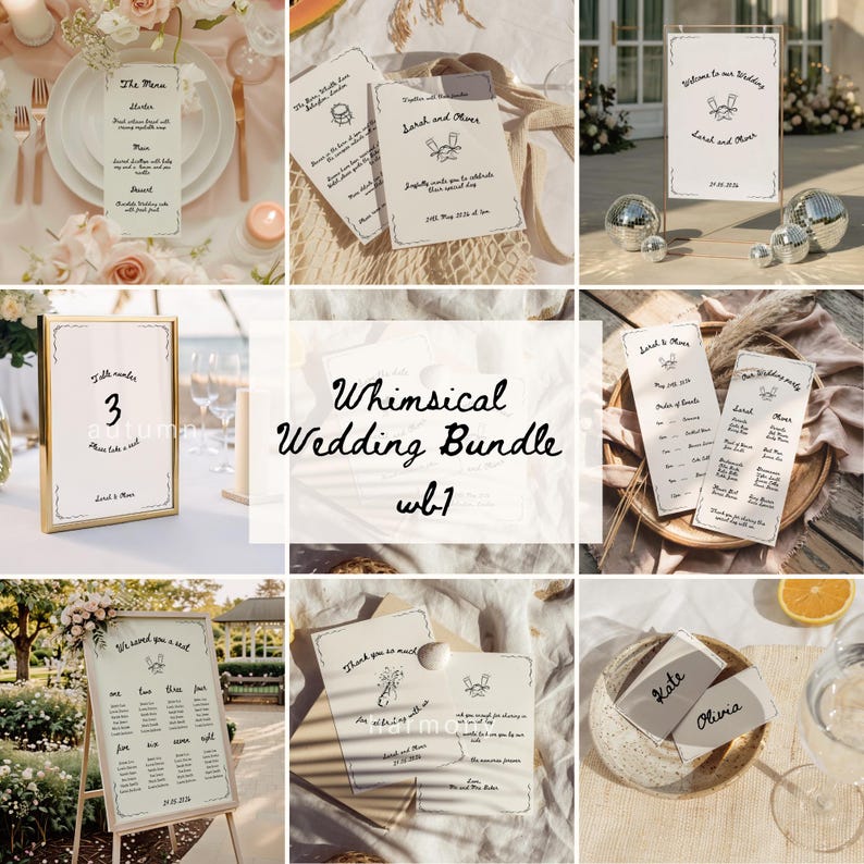Whimsical Hand-drawn Wedding Menu Template (digital Download, 4x9 & 5x7 ...
