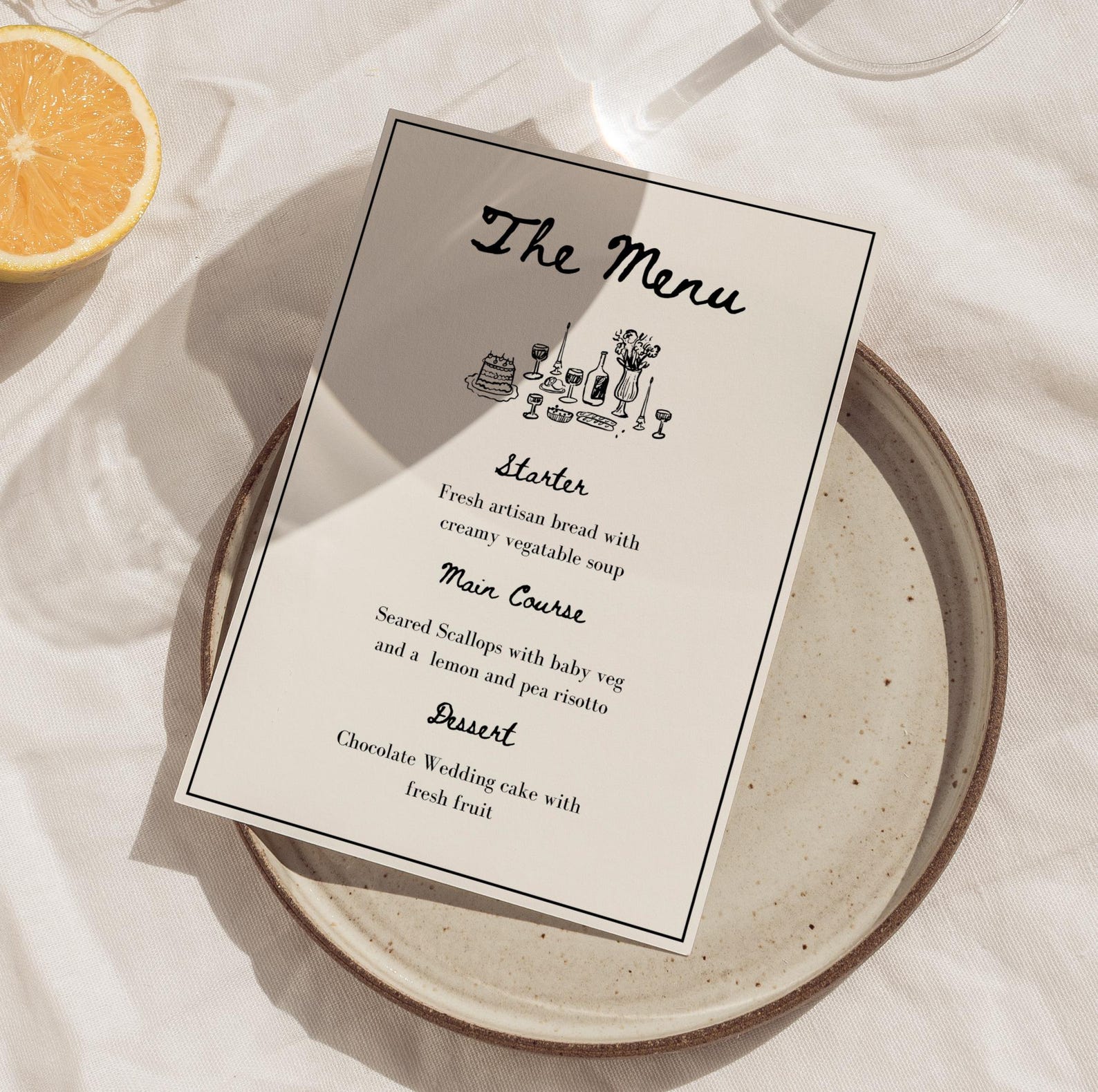Hand-drawn Wedding Menu Template: Whimsical Illustrated Design (digital ...