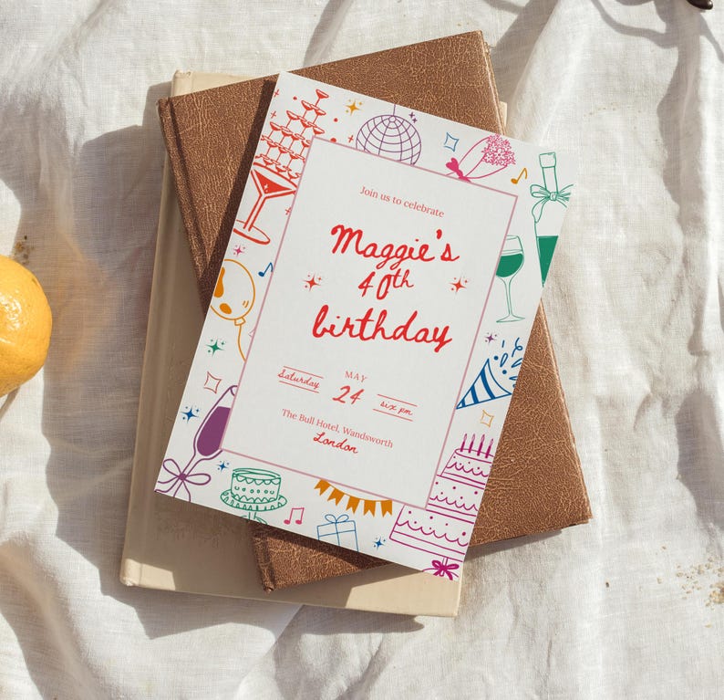 Hand Drawn Birthday Invitation: Whimsical Scribble Design (canva ...