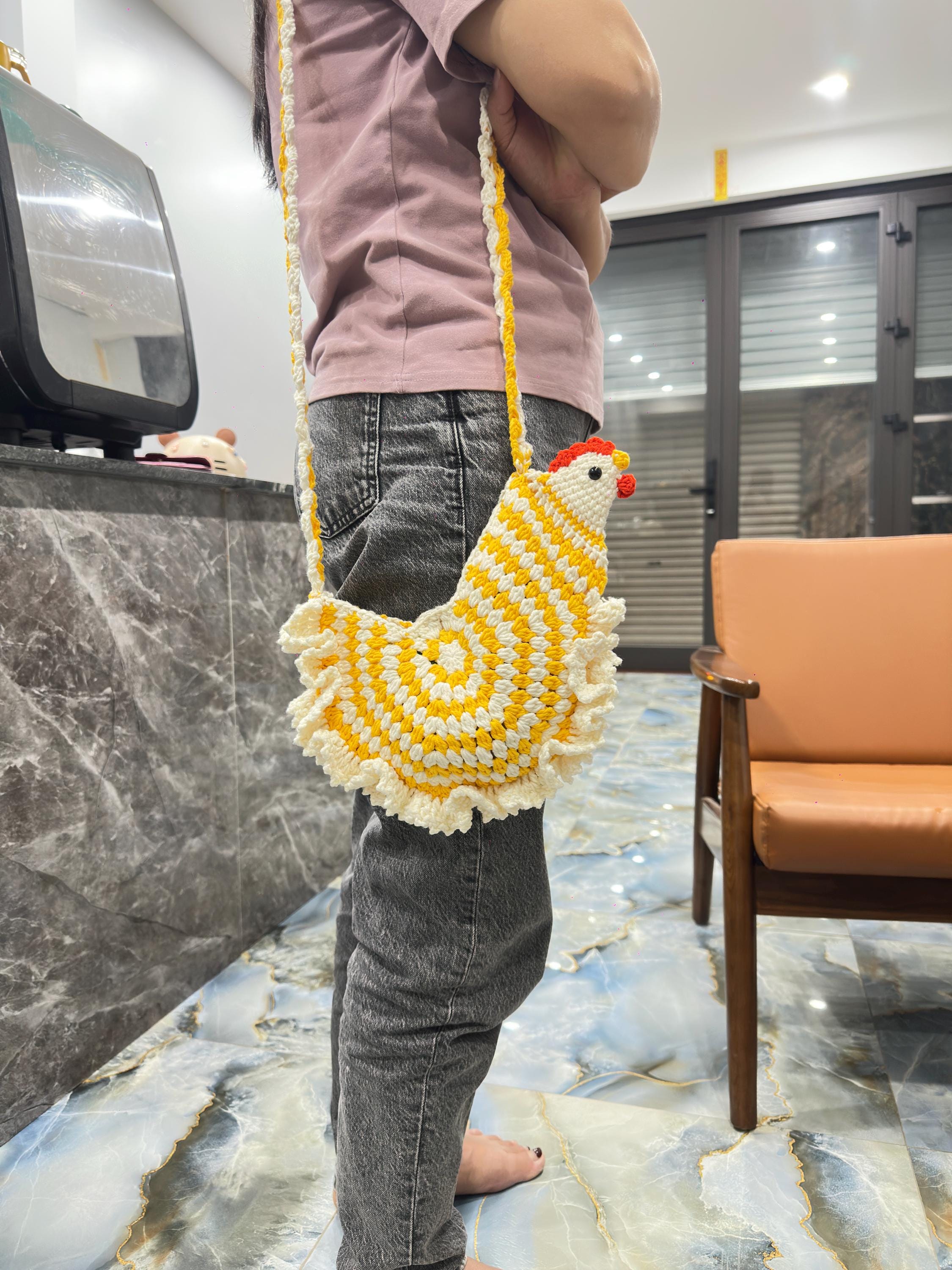 Crochet Chicken Bag Pattern, Cute Hen Bag Tutorial, Farm Animal Purse ...