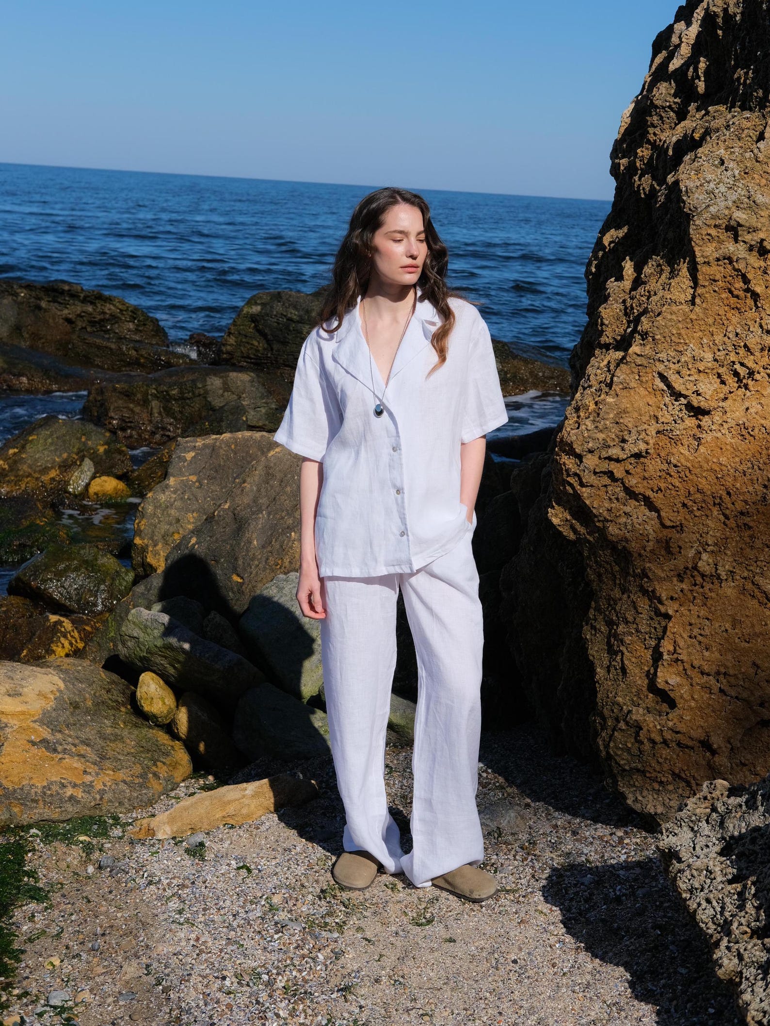 Natural Linen Shorts Set Brown Linen Suit Linen Summer Shirt With Short ...