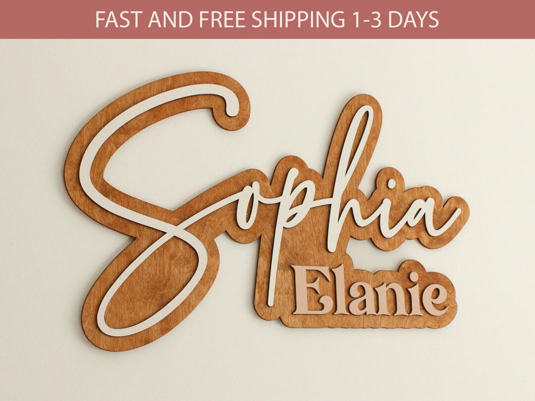 Custom Wooden Outlined Name Sign for Nursery - Etsy
