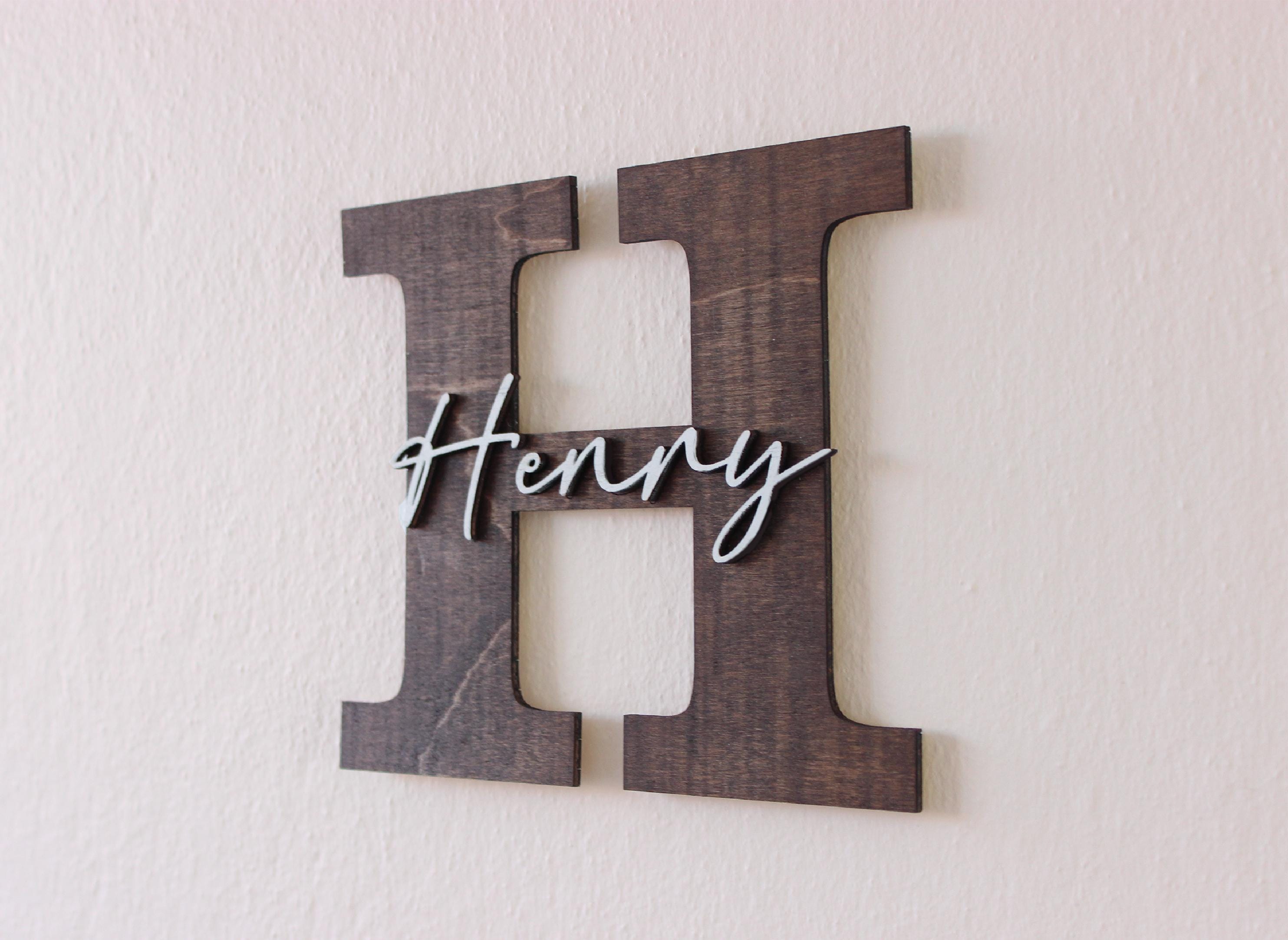 Wooden Wall Name Sign for Wall, Custom Initials Sign, Letter ...