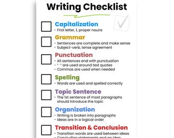 K-2 Writing Checklist Poster for the Classroom - Etsy