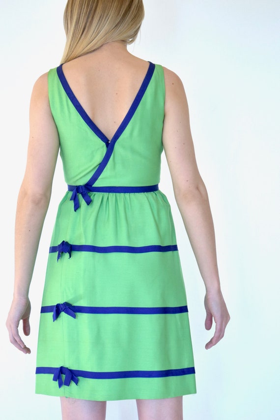 60s Preppy Lanz Lime Green Striped Wrap Back Structur… - Gem