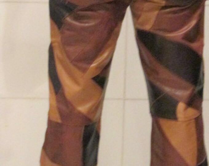 70s Leather Patchwork Pants / Unisex Leather Pants/ Men's Leather Pants ...