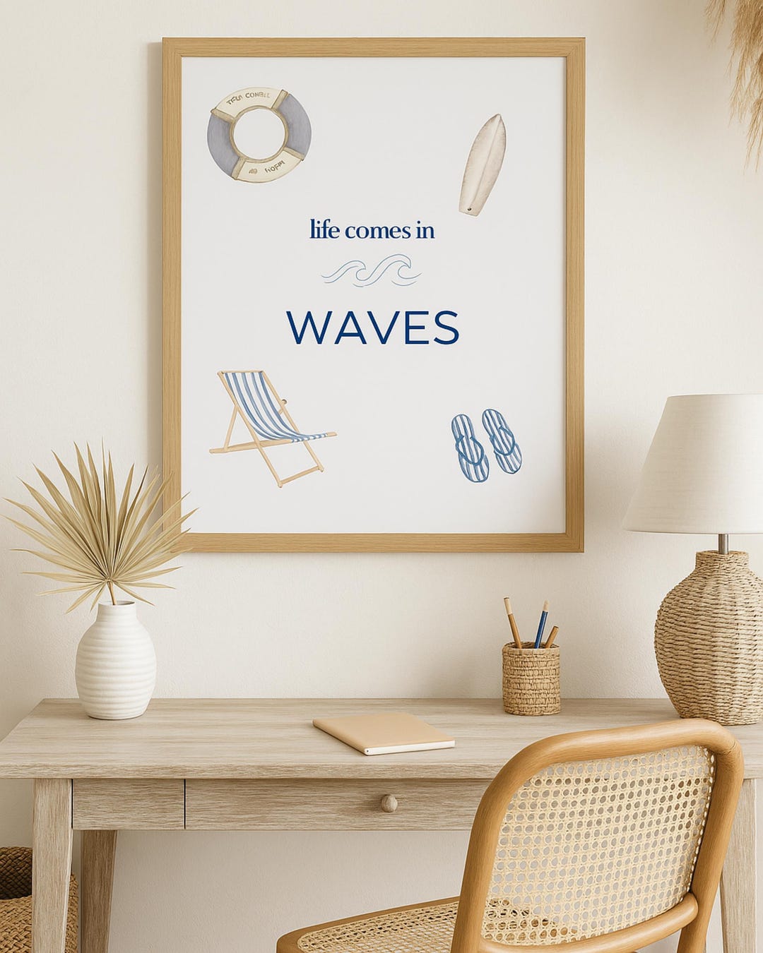Ocean Vibes Poster, Nautical Decor, Life Comes in Waves Wall Art, Beach ...