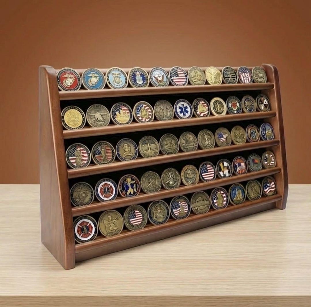 Handcrafted Challenge Coin Display – Desk or Wall Mounted, 5 Row - Etsy