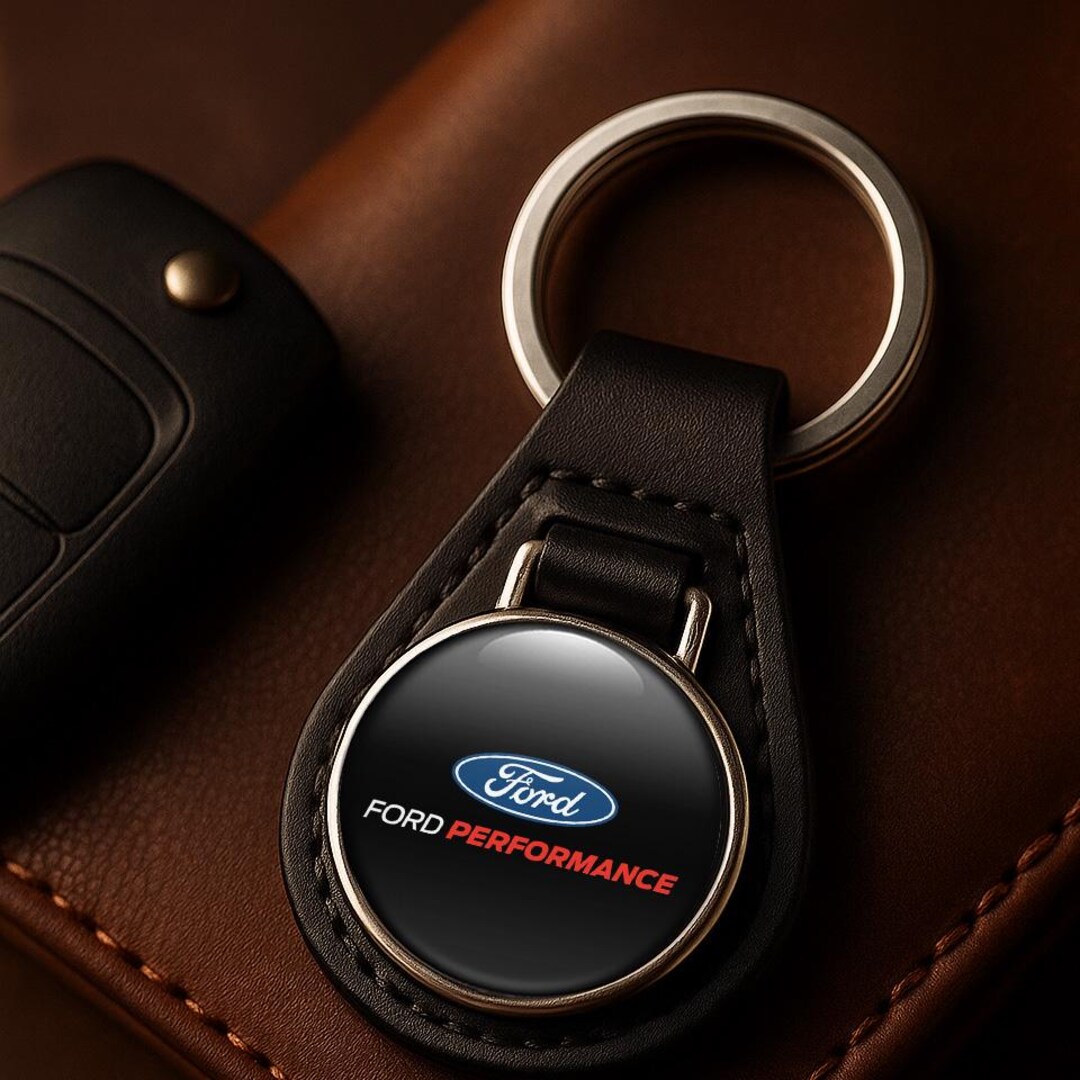 Ford Logo Leather Keychain With Metal Ring Key Fob for Drivers & Car ...