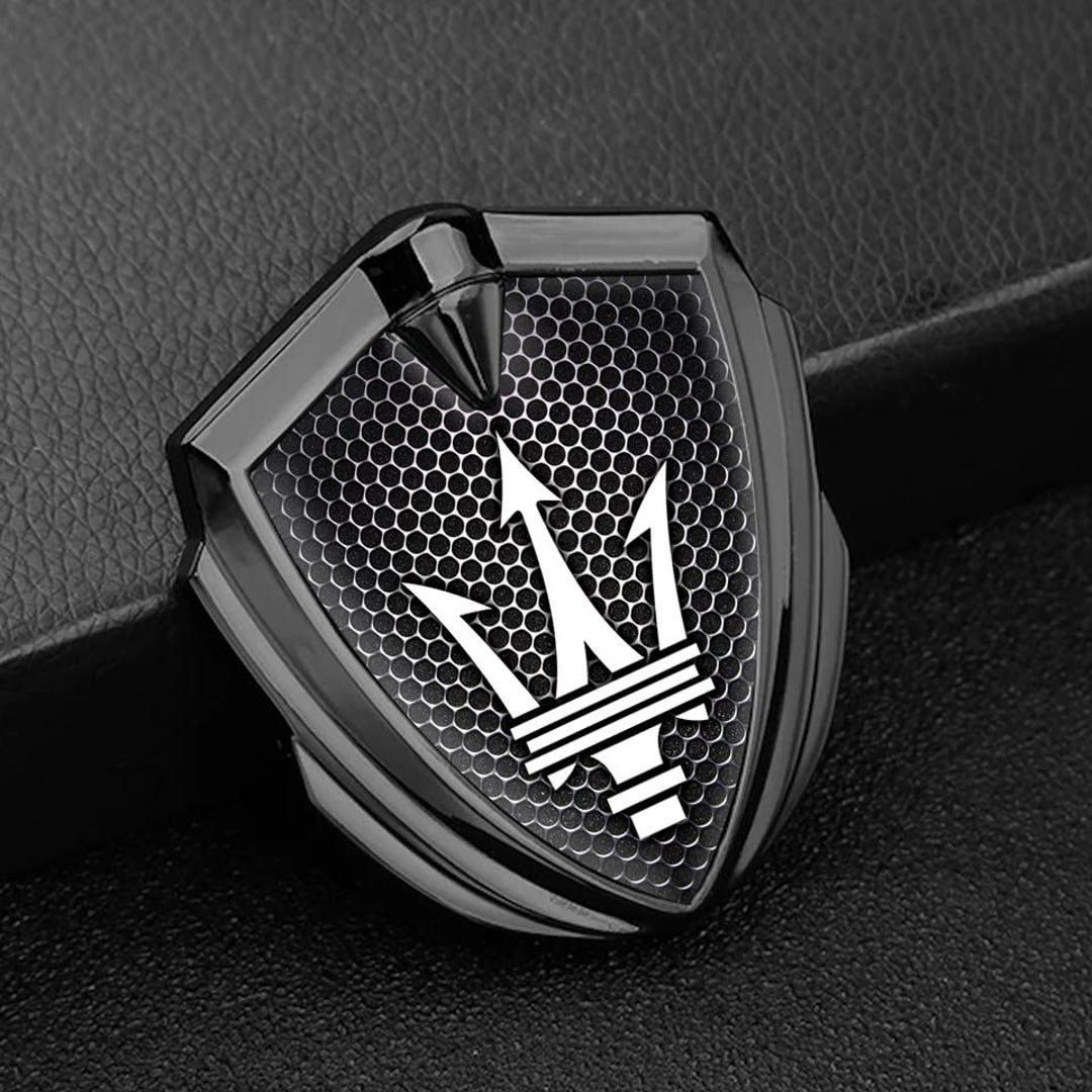 Maserati Fender Decals Domed Metal Shield Emblem Self-adhesive Car Logo ...
