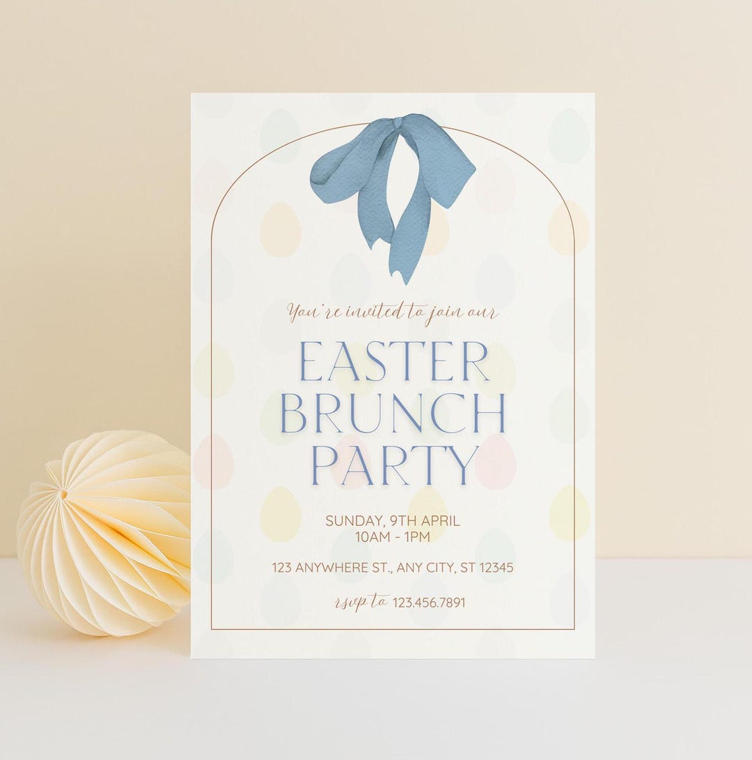 Pastel Aesthetic Easter Sunday Brunch Party Invitation | Editable Canva ...