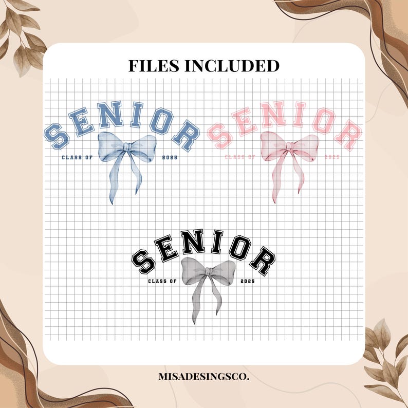 Class of 2025 Senior Varsity Font SVG, Coquette Bow Graduation PNG ...
