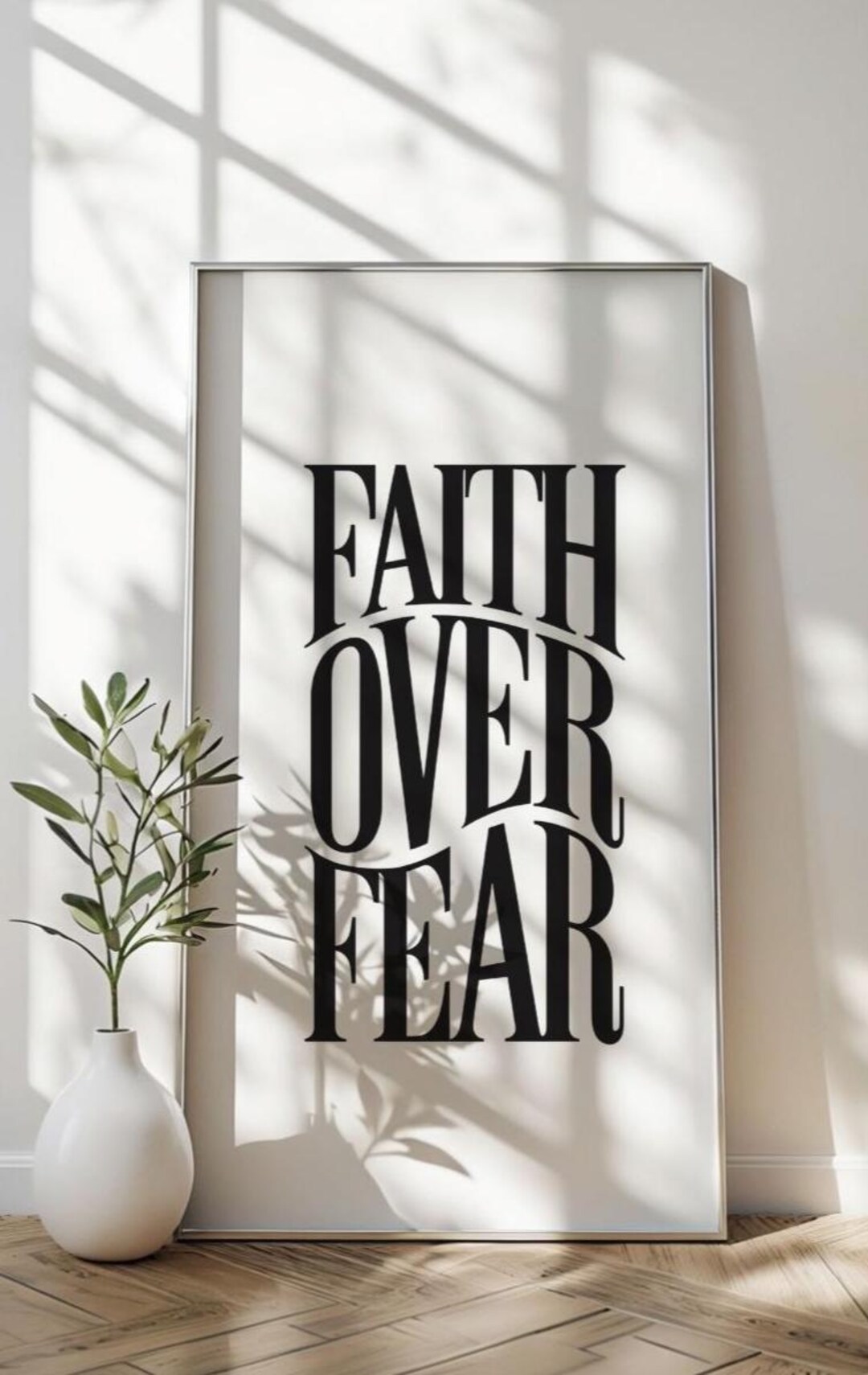 Faith Over Fear Bubble Font Wall Art Print | Digital Christian Decor ...