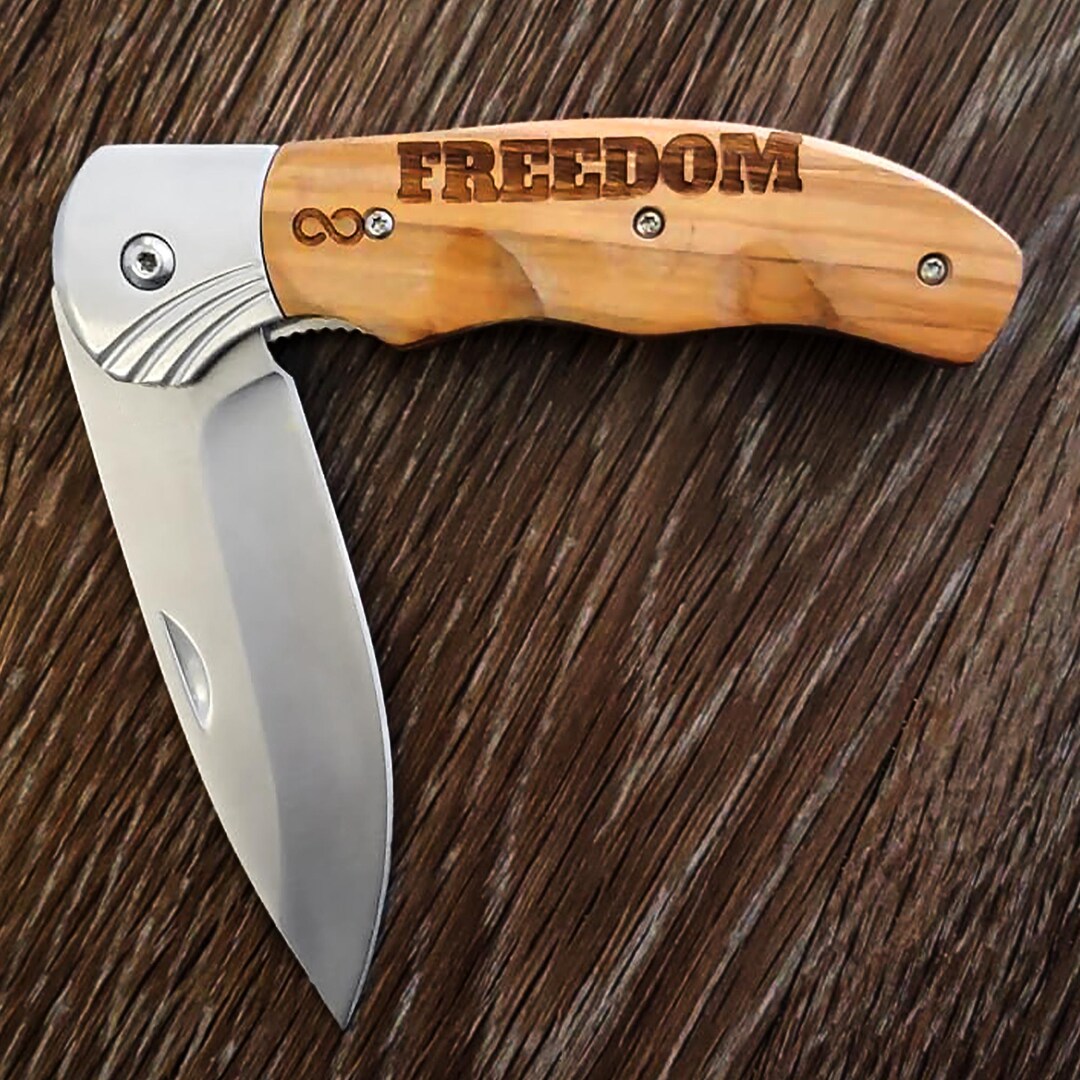 Customized Pocket Knife - Engraved Wood Handle - Personalized Folding ...