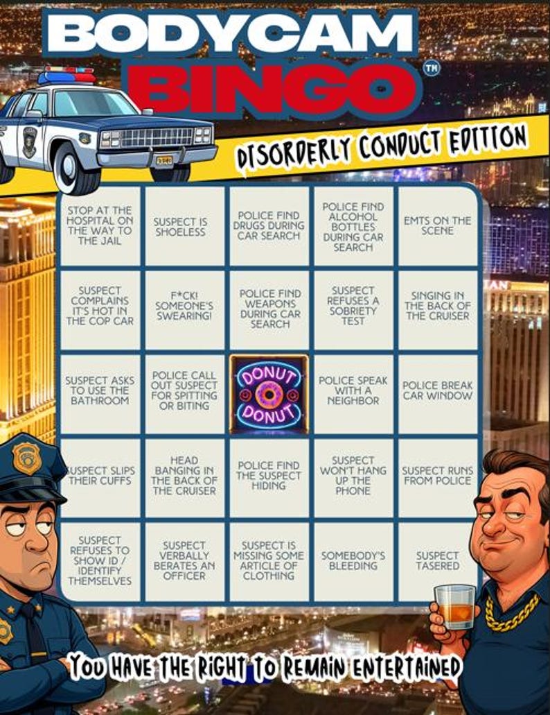 Bodycam Bingo™ Printable Game: Adult Party, True Crime (instant ...