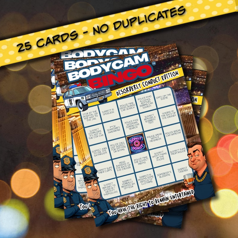 Bodycam Bingo™ Printable Game: Adult Party, True Crime (instant ...