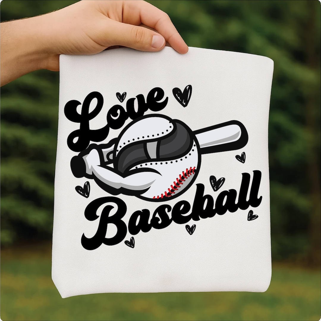 Love Baseball Heart SVG PDF PNG: Baseball Bat Design (digital Download ...