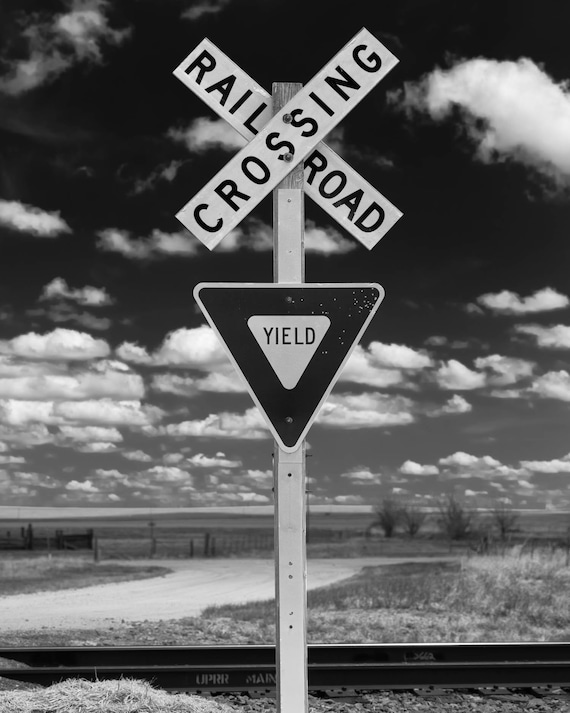 Railroad Crossing Sign Black And White