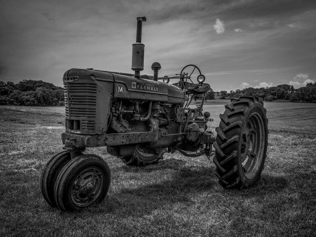 Farmall Tractor Black and White Photograph: Vintage Junkyard Fine Art ...