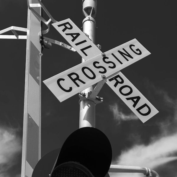 White Railroad Crossing Sign - Etsy