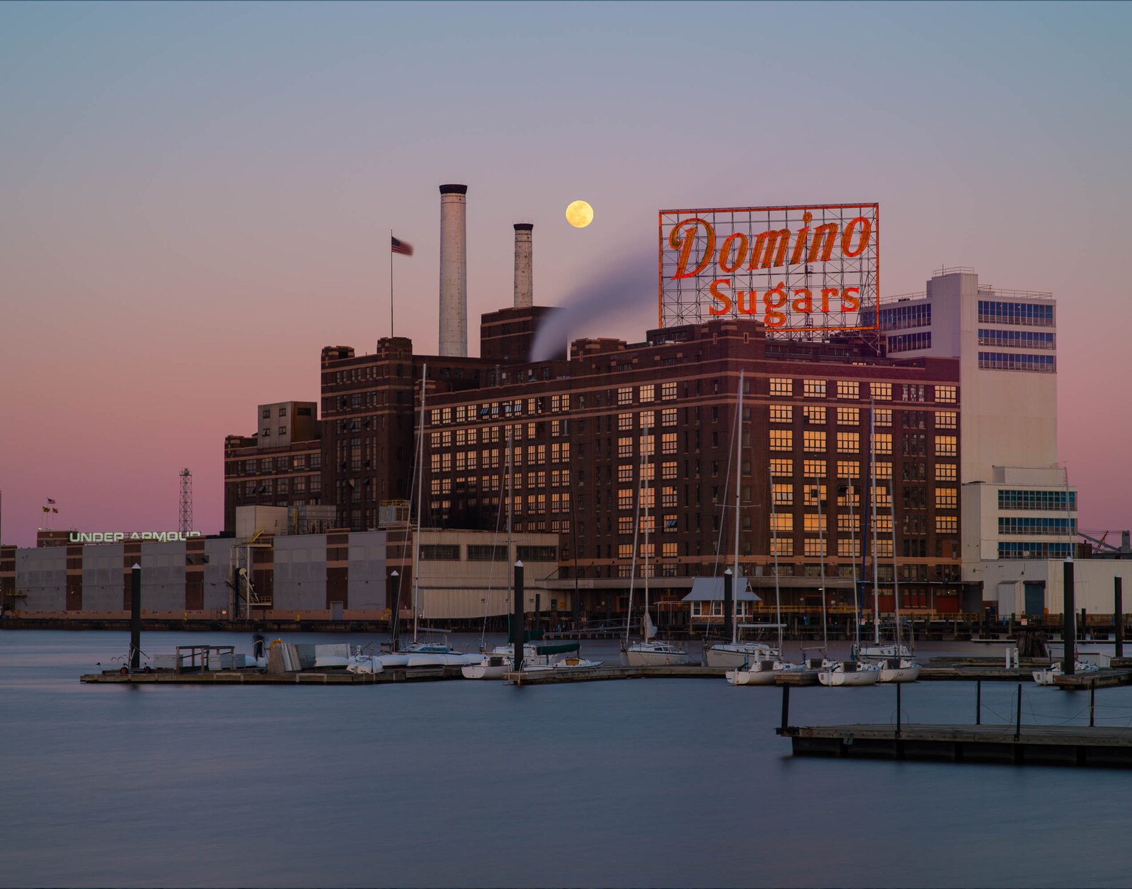 Baltimore Skyline, Domino Sugar Golden Hour Moonrise, Fine Art Color ...