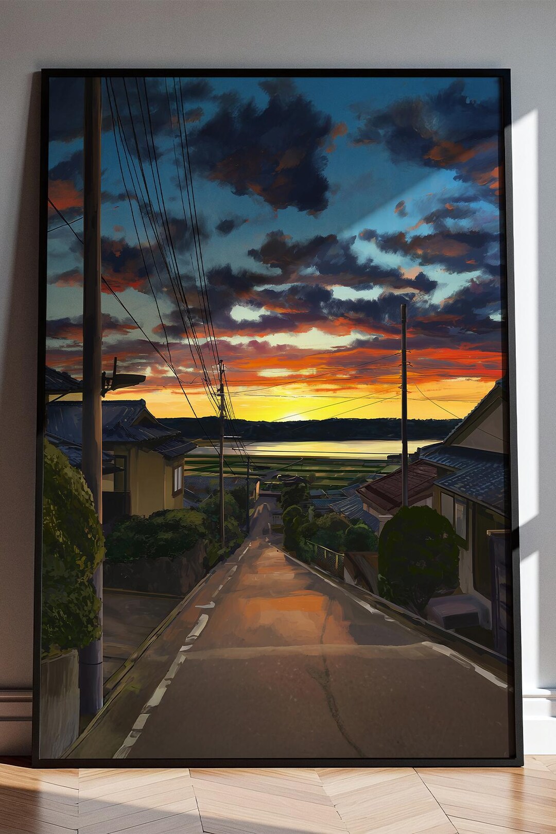 Korean Sunset Digital Download, Anime Style Wall Art Print, Landscape ...