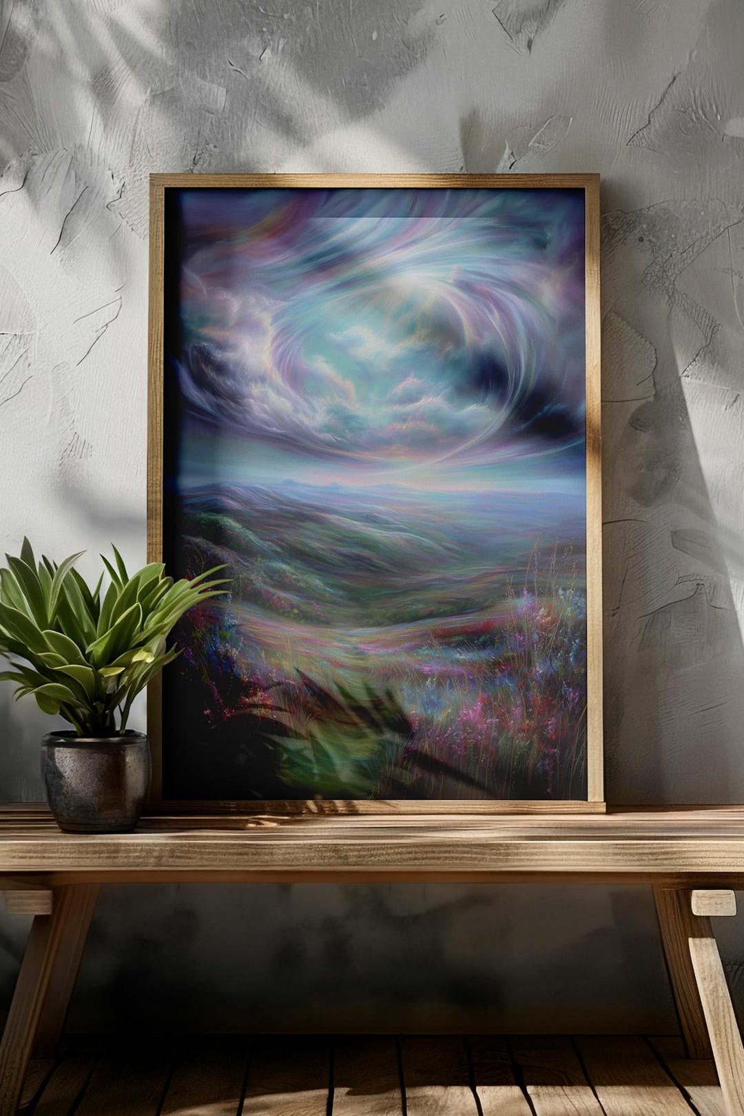 Surreal Celestial Landscape Art Print: Mystical Sky Field (digital ...