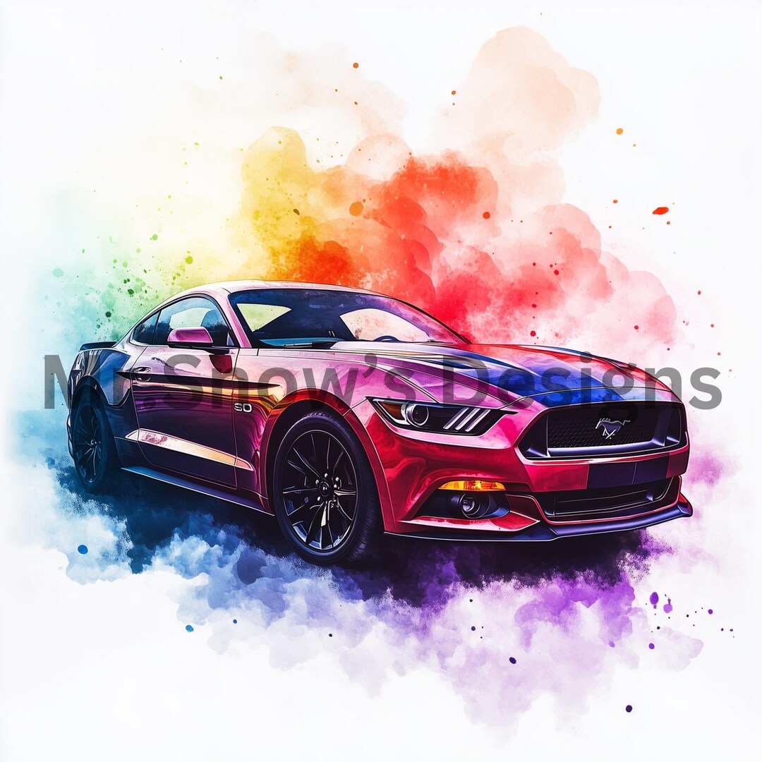 Red Ford Mustang Digital Art, Mockups, Digital Download, PNG, Sticker ...