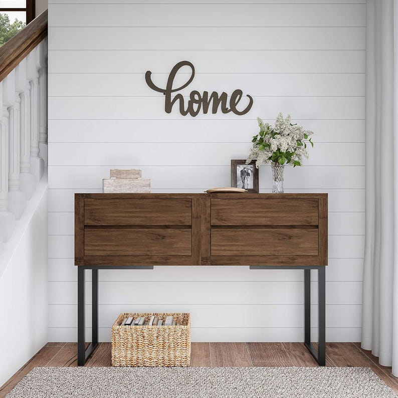 Home Metal Wall Art Sign – Black Script Word Wall Decor, Rustic ...
