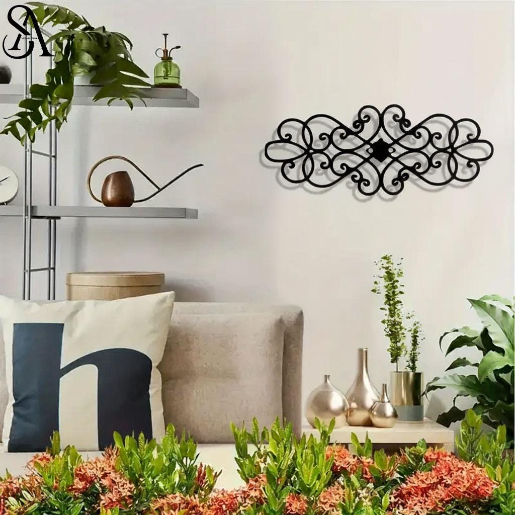 Elegant Scroll Metal Wall Art, Modern Black Swirl Wall Decor ...