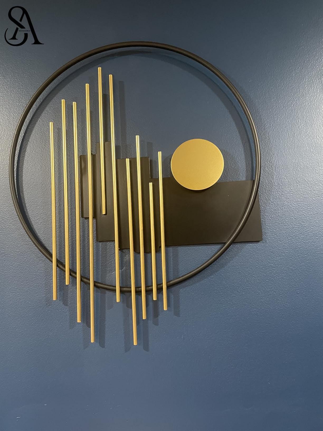 Black and Gold Abstract Metal Wall Art – Geometric 3D Sculpture , Round ...