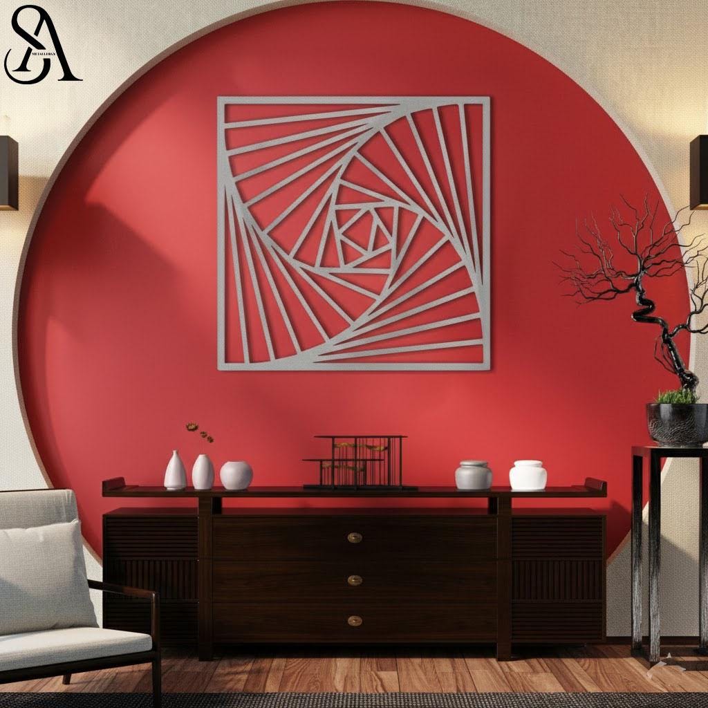 Modern Geometric Metal Wall Art – Black Laser Cut Wall Decor, Square ...